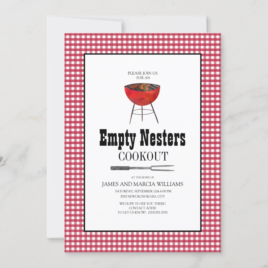 Red White Empty Nesters Cookout Barbecue Invitation | Zazzle