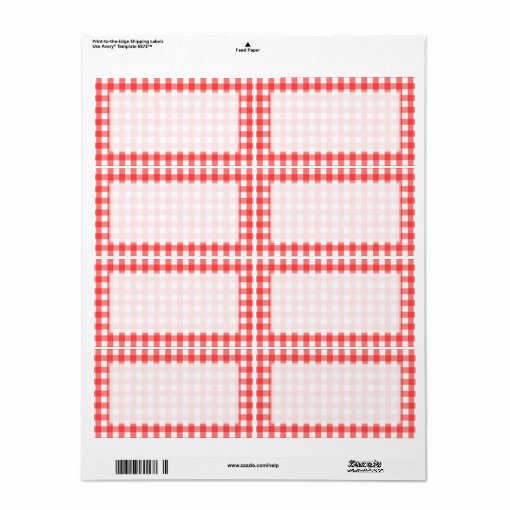 Red White Gingham Check Pattern Label | Zazzle