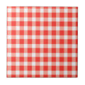 Red White Gingham Pattern Ceramic Tile | Zazzle