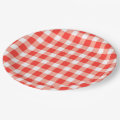 Red White Gingham Pattern Paper Plates | Zazzle