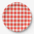 Red White Gingham Pattern Paper Plates | Zazzle