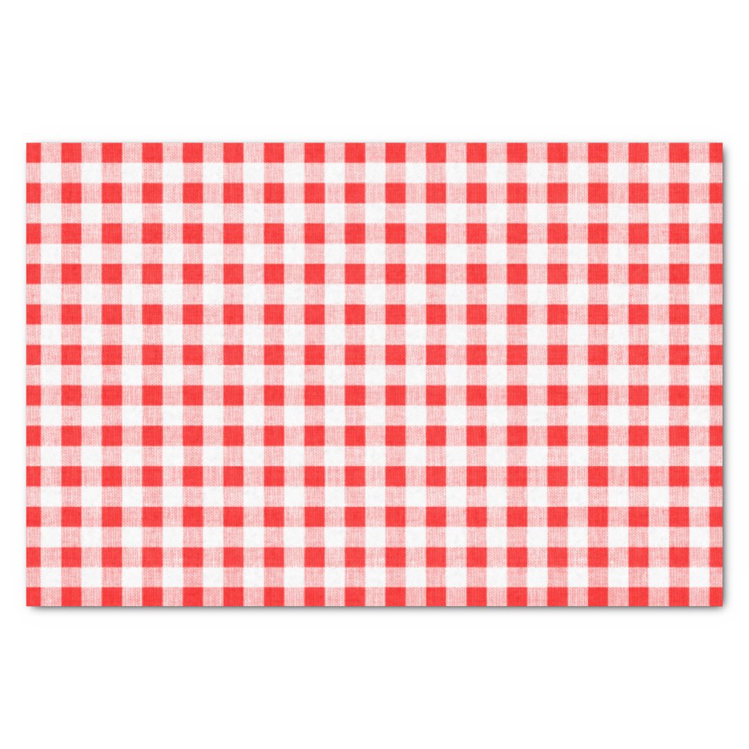 Red White Gingham Pattern Tissue Paper | Zazzle
