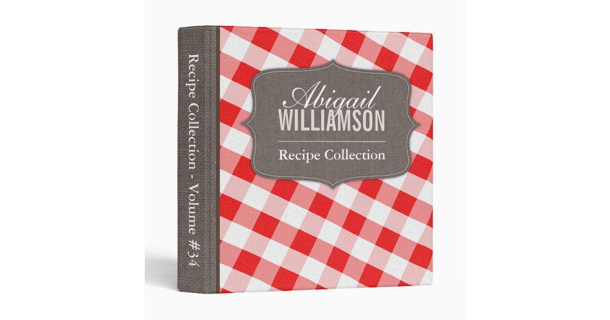 Red & White Gingham Southern Recipe Binder | Zazzle