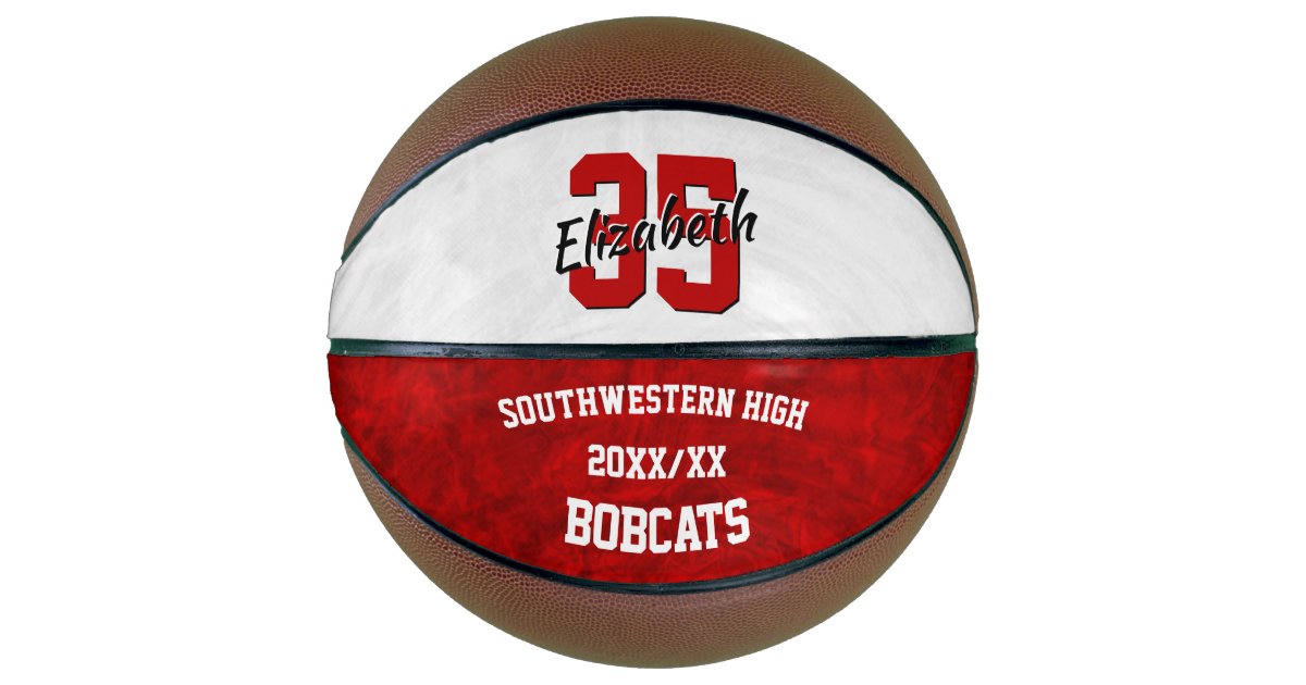 red white girls team spirit commemorative basketball | Zazzle
