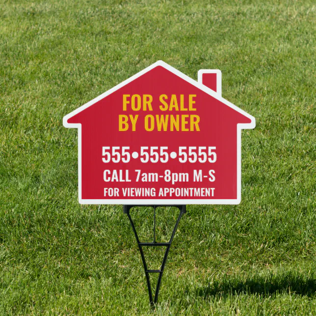 Red White Gold House for Sale by Owner Sign | Zazzle