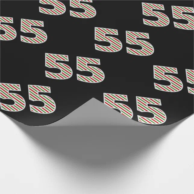 Red, White, Green "55" 55th Event on Christmas Day Wrapping Paper | Zazzle