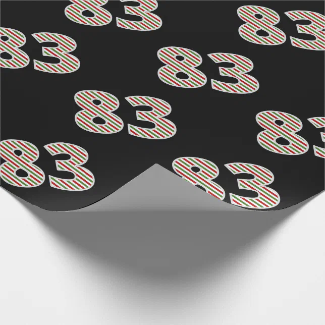 Red, White, Green "83" 83rd Event on Christmas Day Wrapping Paper | Zazzle