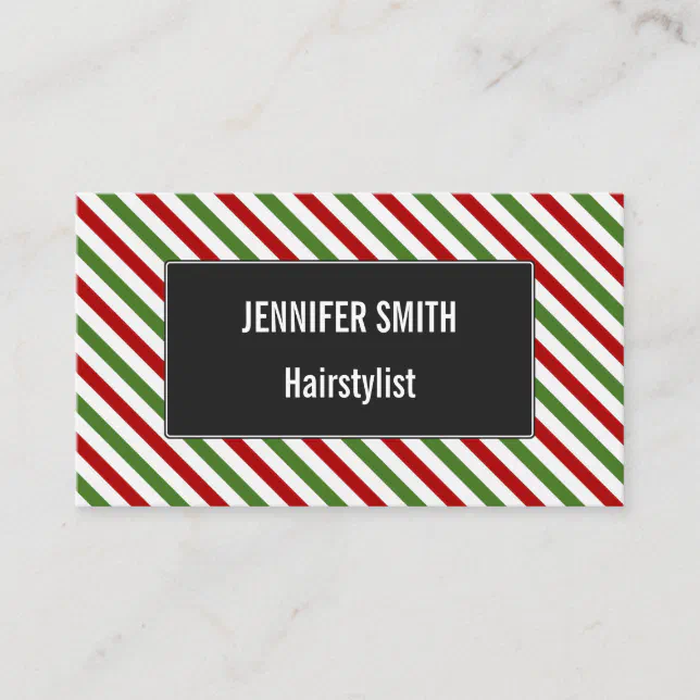 Red, White & Green Striped Pattern Business Card | Zazzle