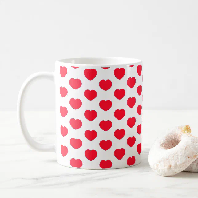 Red White Heart Pattern Coffee Mug | Zazzle