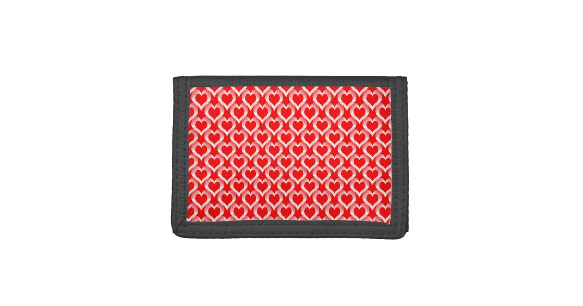 Red White Hearts Pattern Trifold Wallet | Zazzle