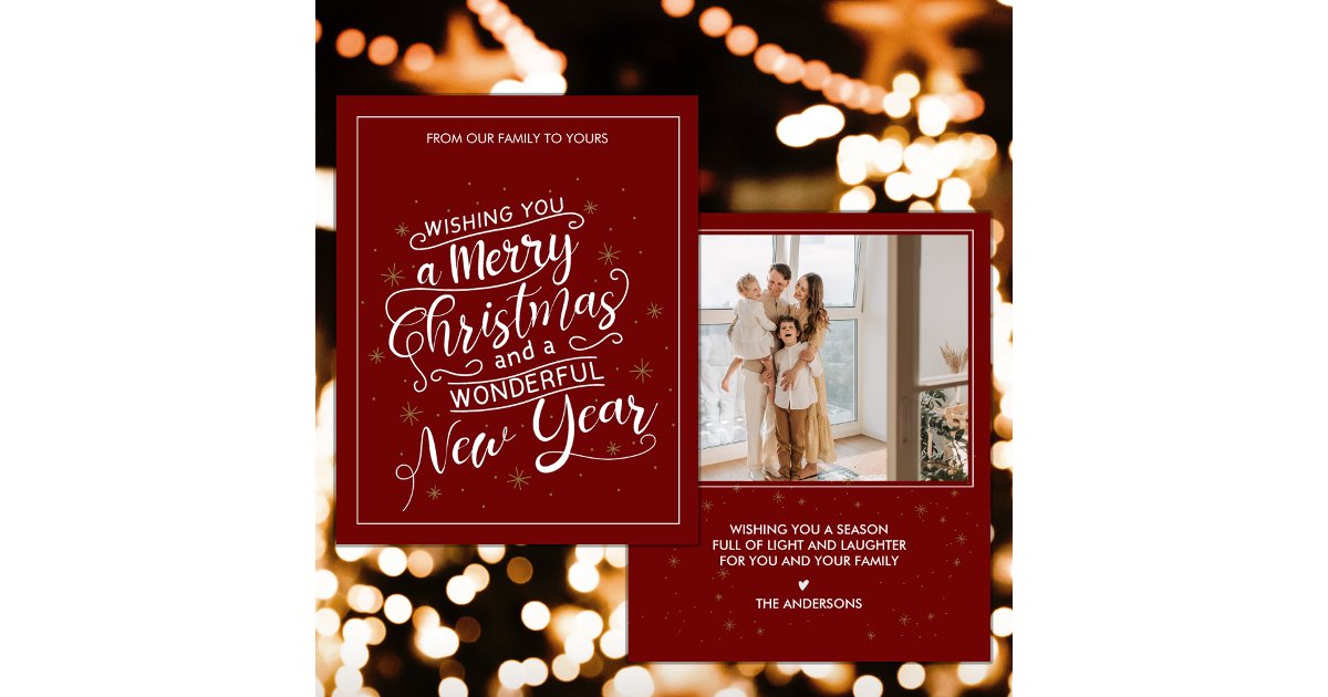 Red White Merry Christmas New Year Holiday Card | Zazzle