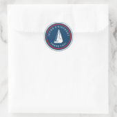 Red White Navy Blue Sailboat Nautical Birthday Classic Round Sticker ...