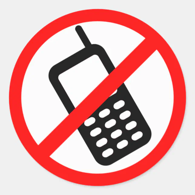Red & White No Cellphones/No Talk/No Text Stickers | Zazzle