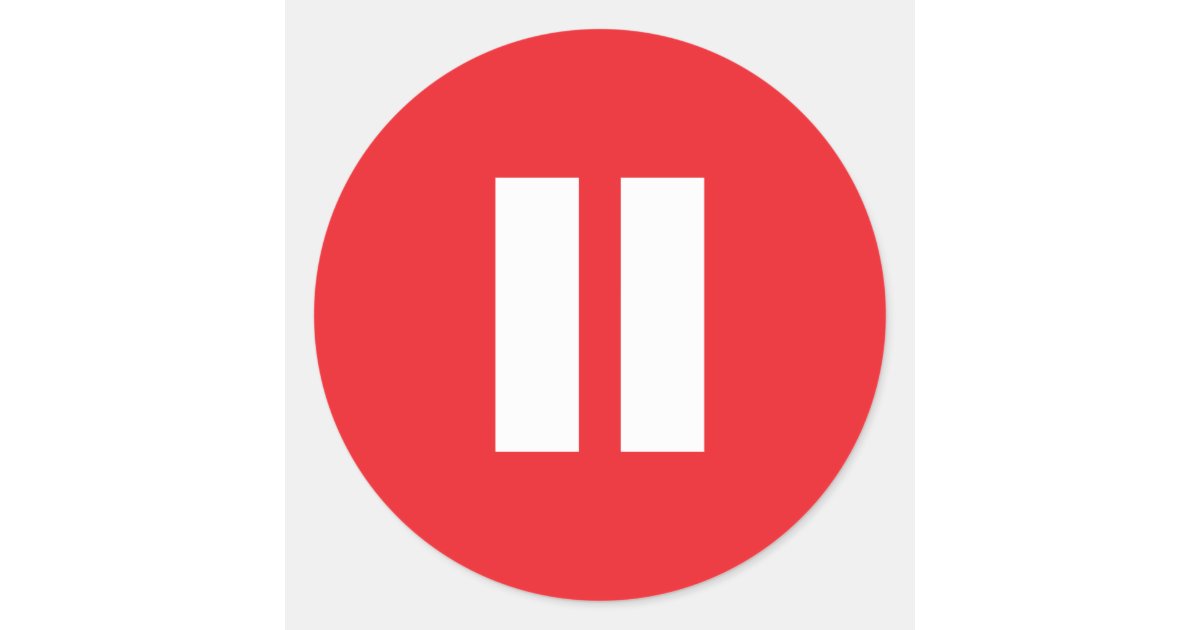 Red & White Pause Button Stickers | Zazzle