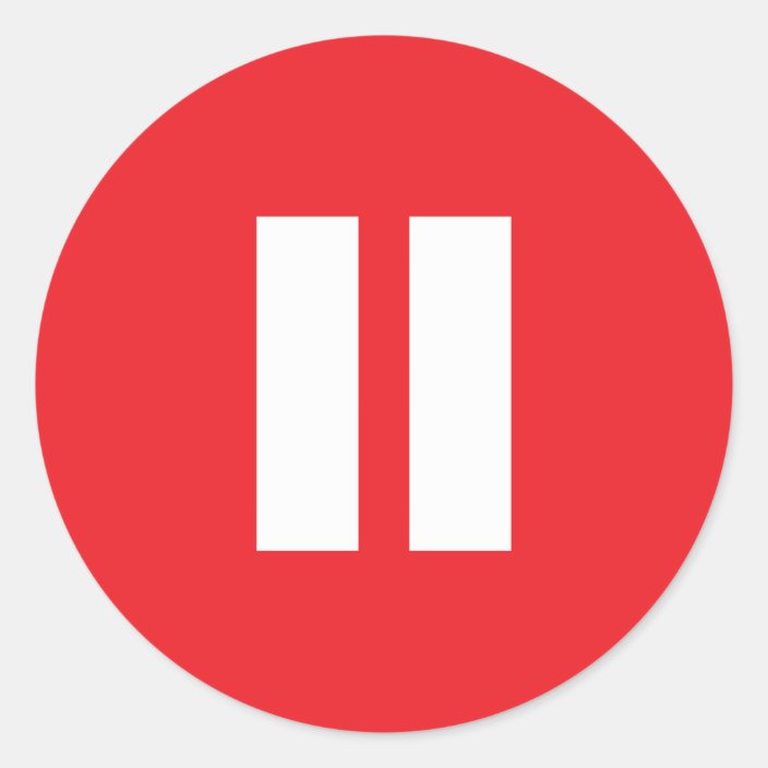 Red & White Pause Button Stickers | Zazzle.com