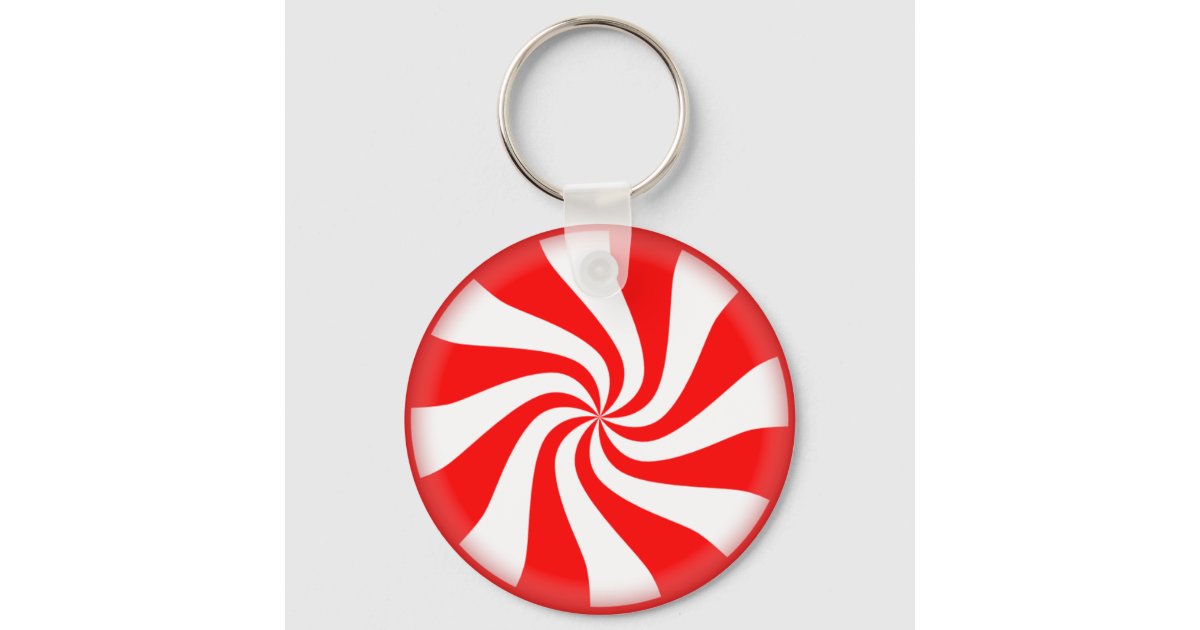 Red White Peppermint Candy Keychain | Zazzle