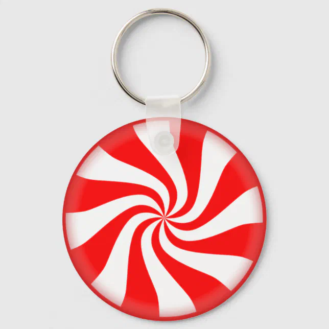 Red White Peppermint Candy Keychain | Zazzle