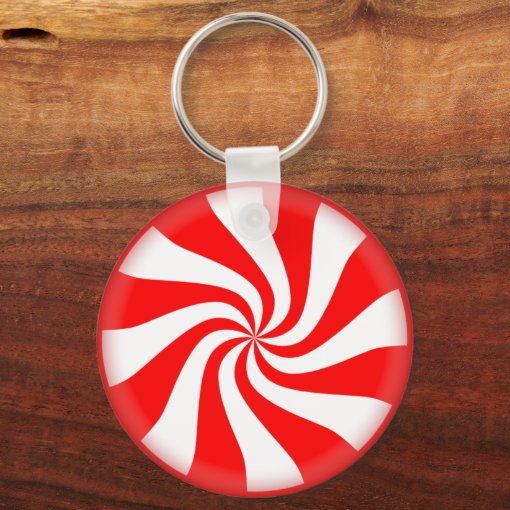 Red White Peppermint Candy Keychain | Zazzle