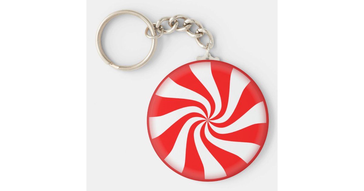 Red White Peppermint Candy Keychain | Zazzle.com