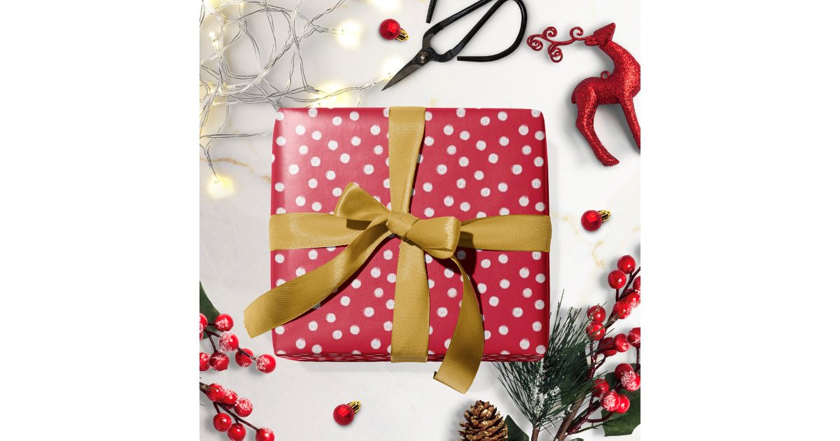 Red White Polka Dot Christmas Wrapping Paper | Zazzle