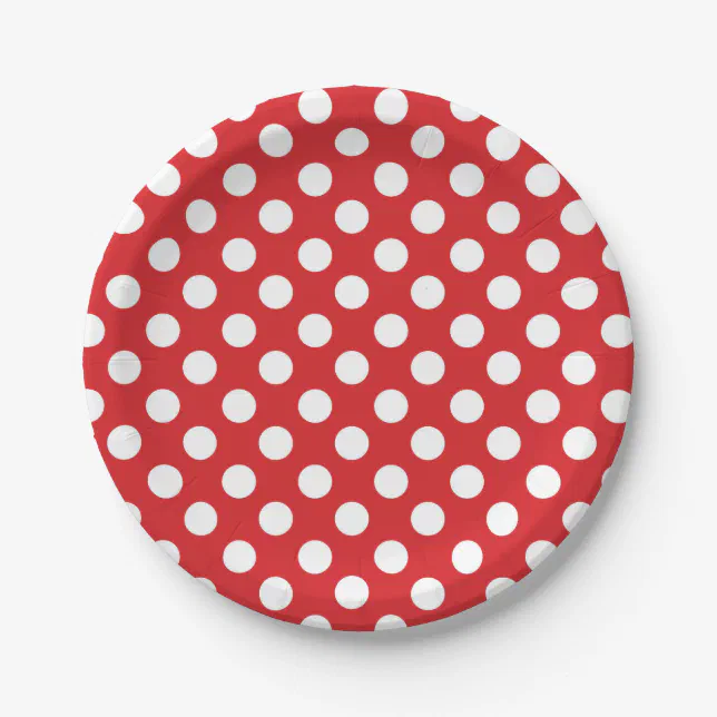 Red & White Polka Dots Birthday Party Paper Plates | Zazzle