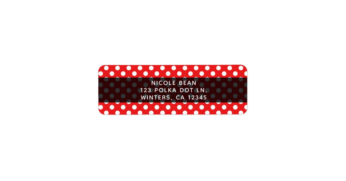 Red White Polka Dots & Black Party Invitation Label | Zazzle
