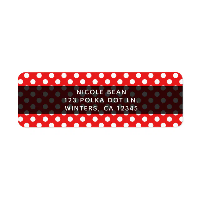 Red White Polka Dots & Black Party Invitation Label | Zazzle