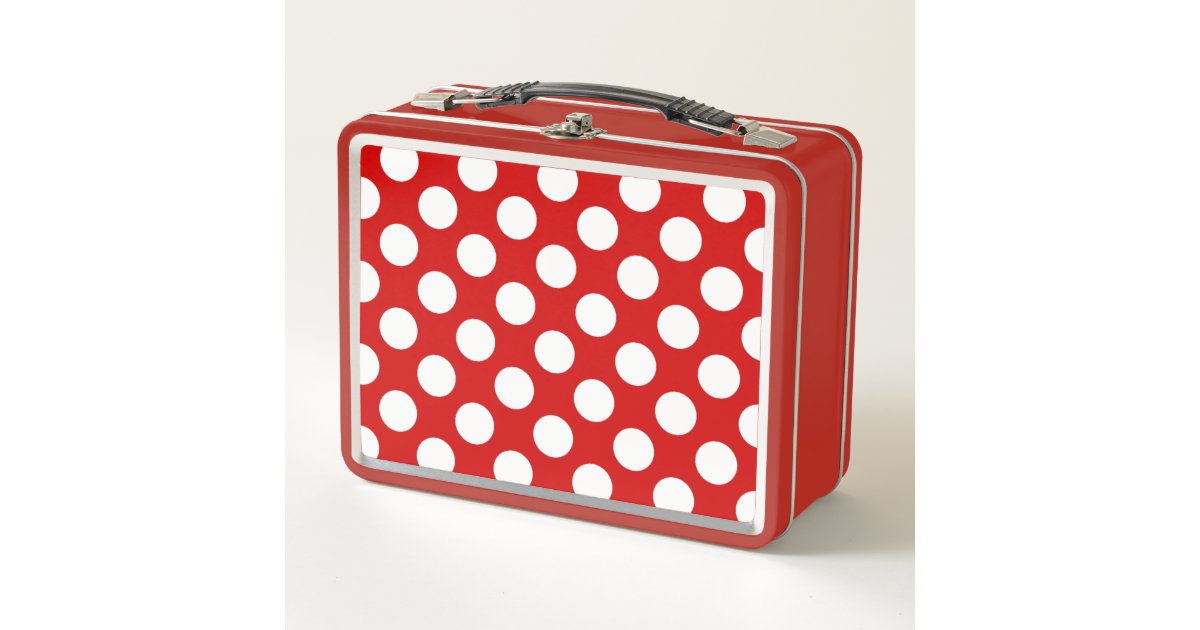 Red White Polka Dots Retro Pattern Metal Lunch Box | Zazzle
