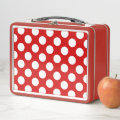 Red White Polka Dots Retro Pattern Metal Lunch Box | Zazzle
