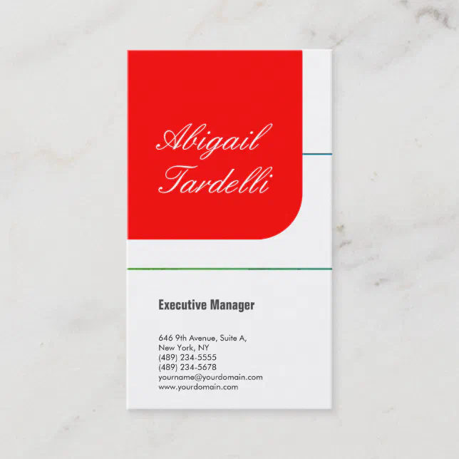 Red white professional minimalist handwriting business card | Zazzle