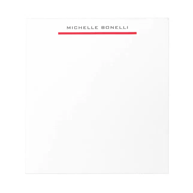 Red White Professional Plain Simple Minimalist Notepad | Zazzle