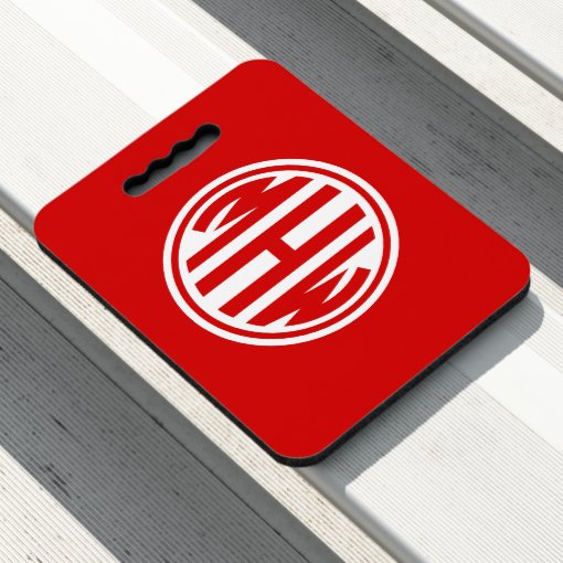 Red White Red Circle Monogram Font DIY BG Seat Cushion | Zazzle