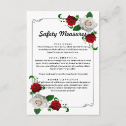 Red & White Roses Christmas Wedding Safety Measure Enclosure Card | Zazzle