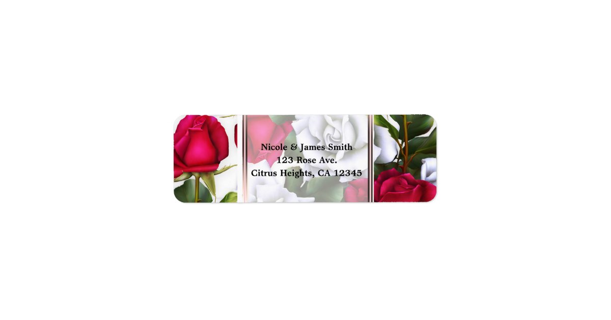 Red & White Roses Shabby Chic Rustic Modern Glam Label | Zazzle