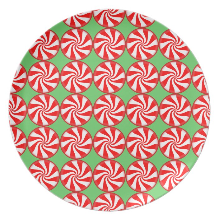 Red White Round Swirl Peppermint Candy Christmas Plate | Zazzle