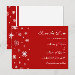 Red White Save the Date Winter Wedding Postcard | Zazzle