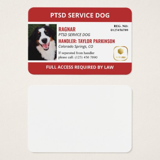 Red White Service Dog Logo & Photo ID | Zazzle
