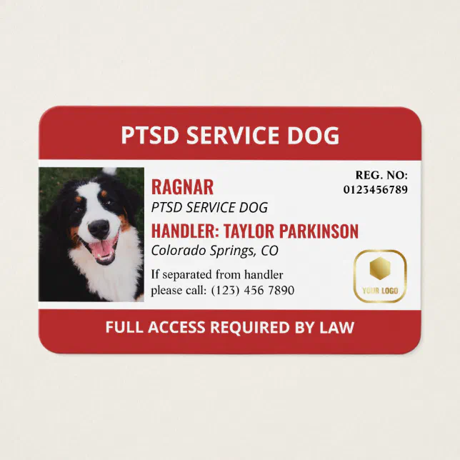 Red White Service Dog Logo & Photo ID | Zazzle