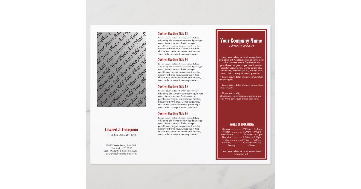 Red White Simple Border Brochure | Zazzle