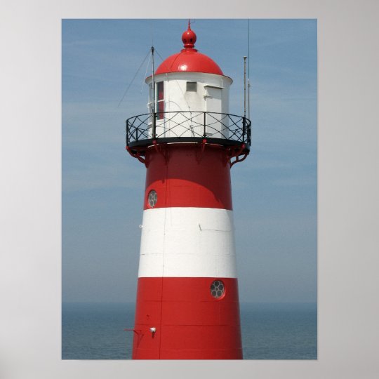 Red White Striped Lighthouse Sea Photo Poster | Zazzle.com