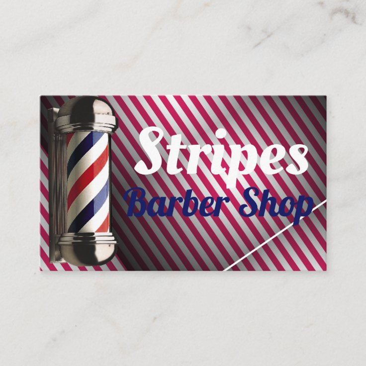 Red & White Stripes and Blue Too on Barber Shop Business Card | Zazzle