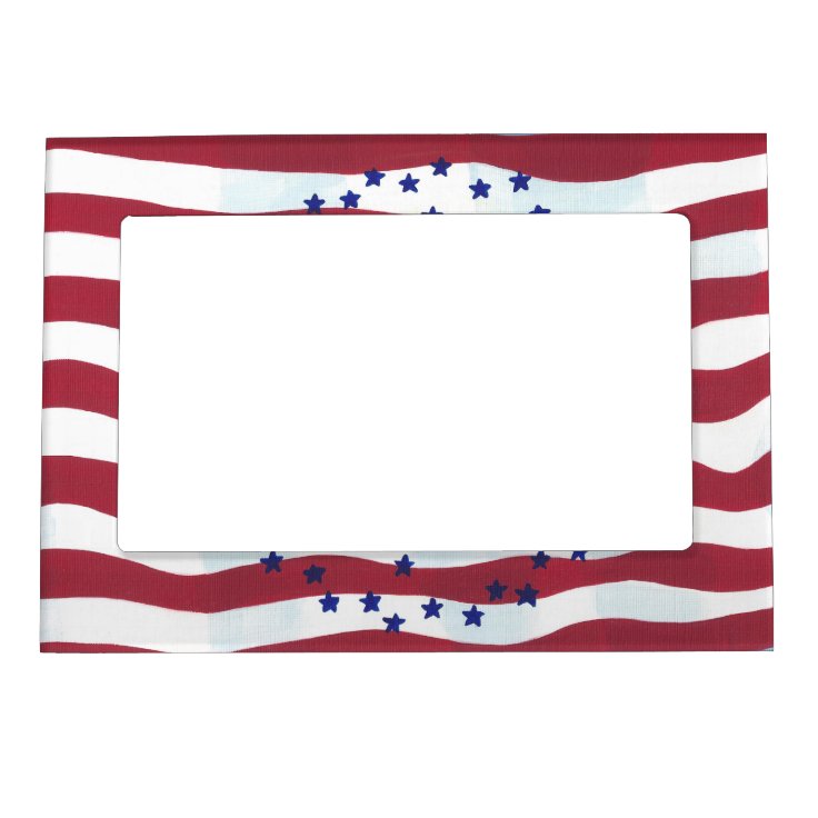 Red White Stripes Blue Stars Magnetic Photo Frames | Zazzle