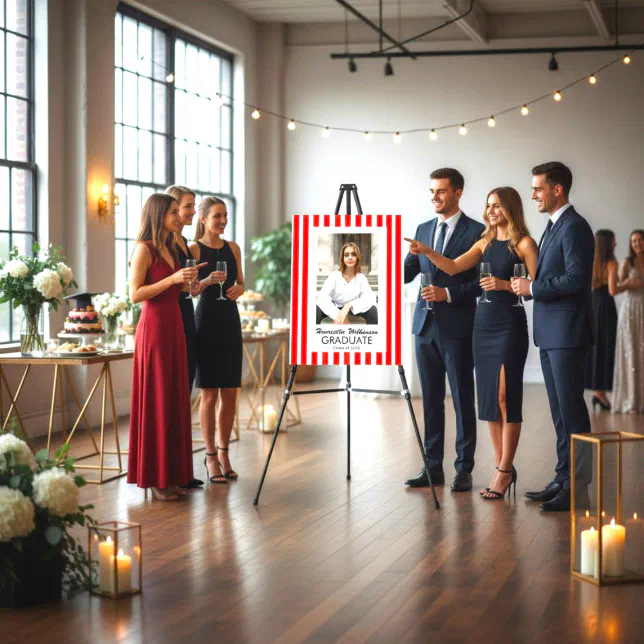 Red White Stripes Graduation Photo Foam Board | Zazzle