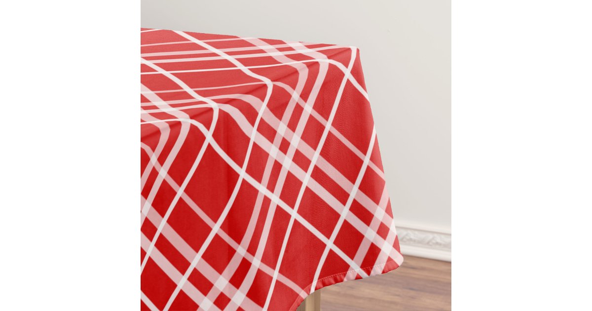 Red White Tartan Plaid Pattern Design Tablecloth | Zazzle