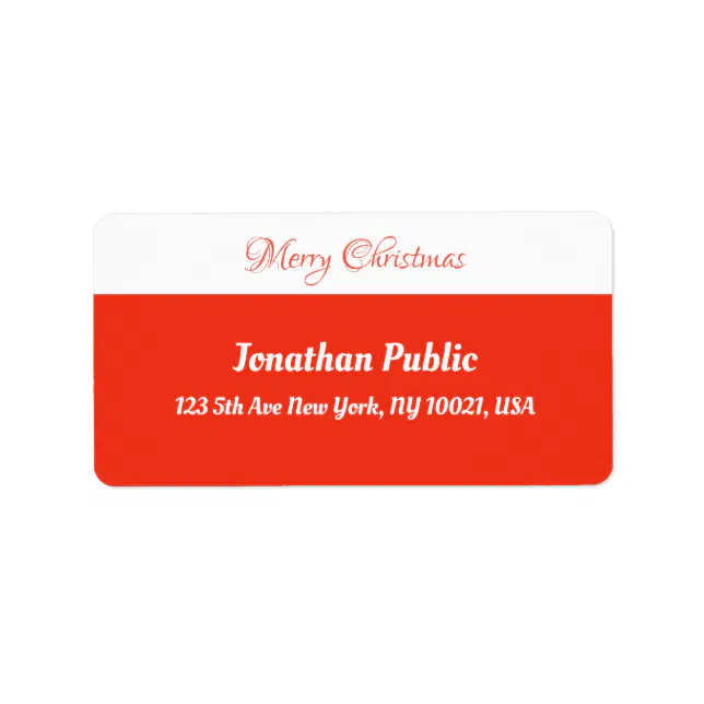 Red White Template Script Merry Christmas Address Label | Zazzle