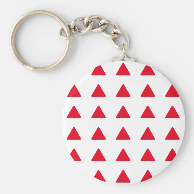 Red White Triangle Pattern Modern Artwork Keychain | Zazzle