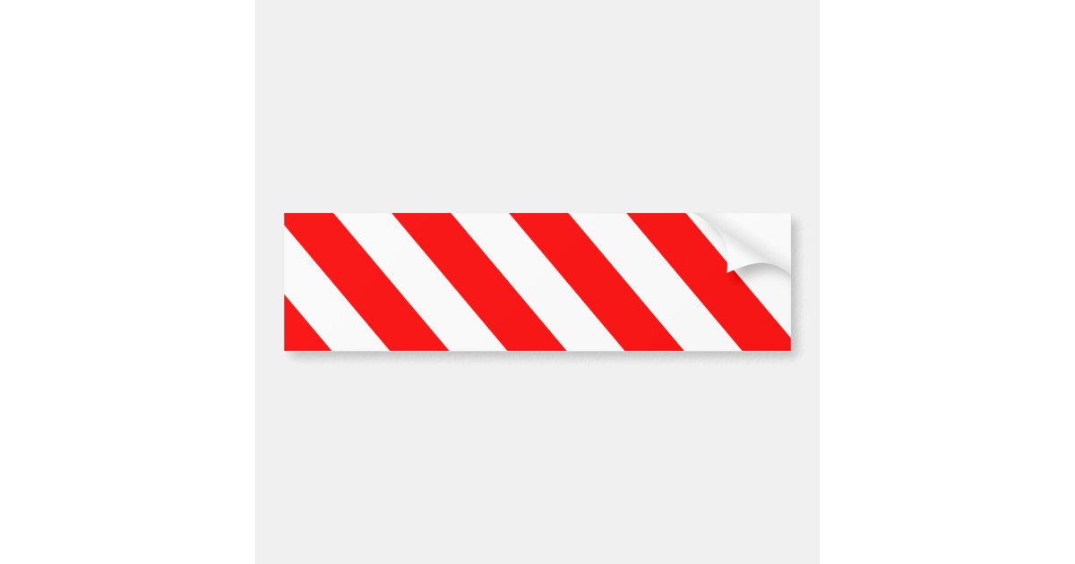 Red White Warning Stripes Bumper Sticker | Zazzle