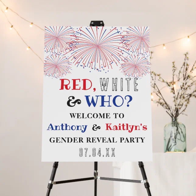 Red, White & Who? 4th Of July Gender Reveal Party Foam Board | Zazzle