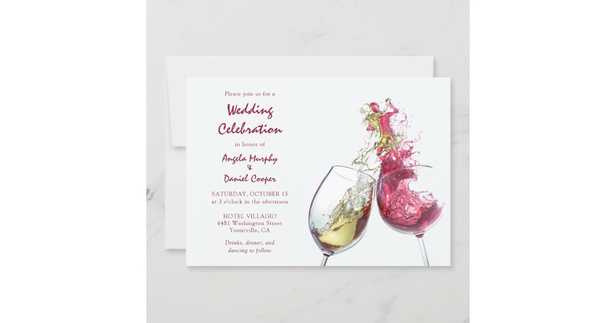 Red White Wine Dance Wedding Celebration Invitation | Zazzle