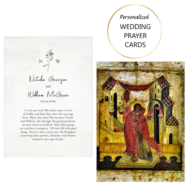 Red Wildflower Simple Orthodox Wedding Prayer Card | Zazzle